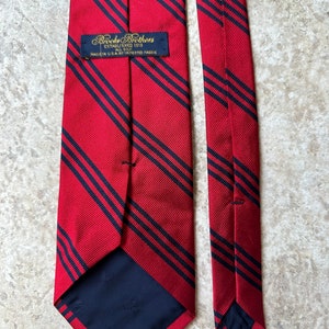 Vintage BROOKS BROTHERS Red & Navy Blue Regimental Striped Silk Repp Tie Made in USA Ivy League ...