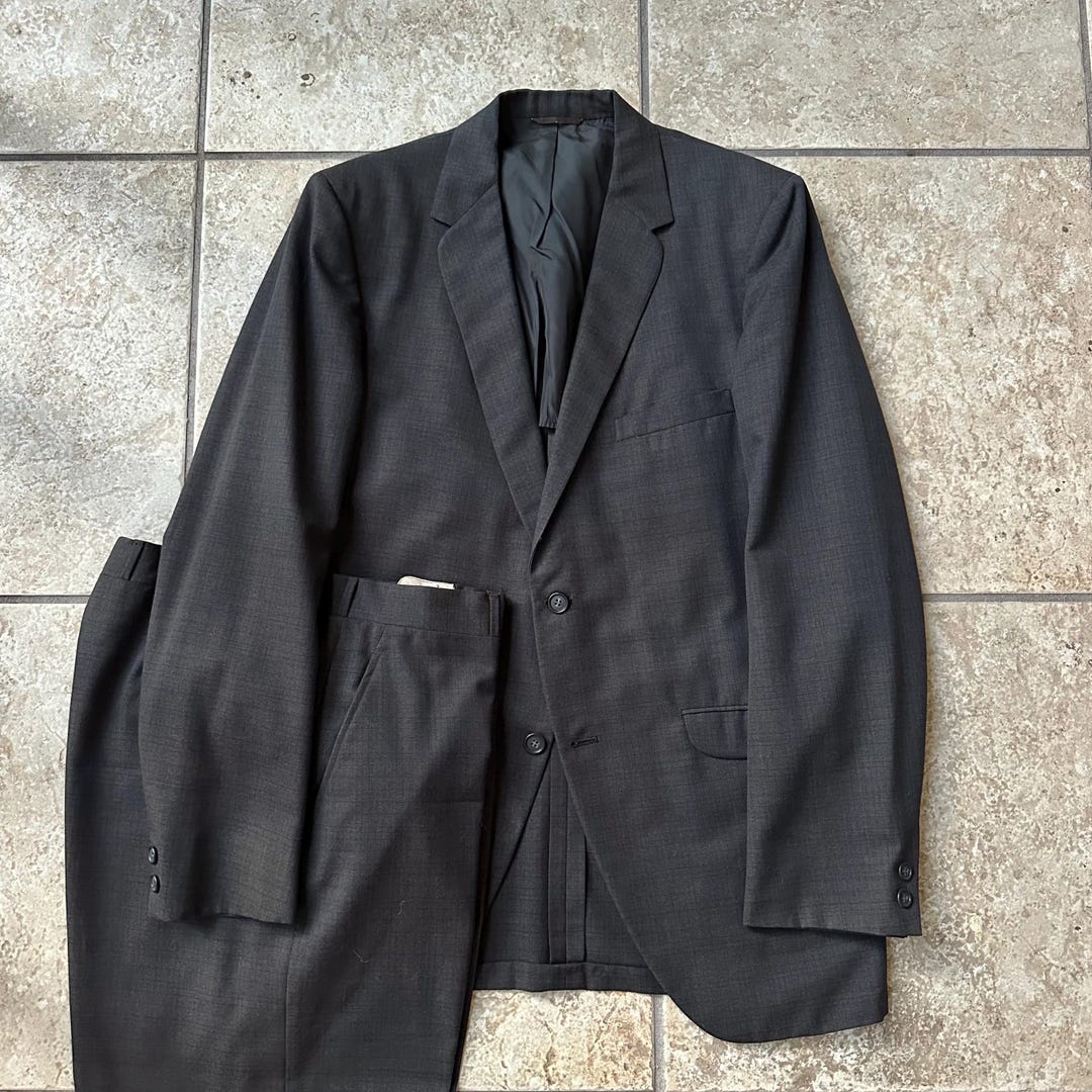 1960s Brown Plaid Worsted Wool Suit | 39 40 Long | HUGHES HATCHER ...