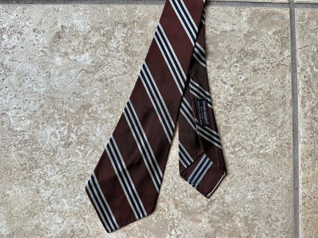1950s BROOKS BROTHERS Brown & Blue Regimental Striped Silk Repp Tie Untipped Ivy League Trad - Etsy