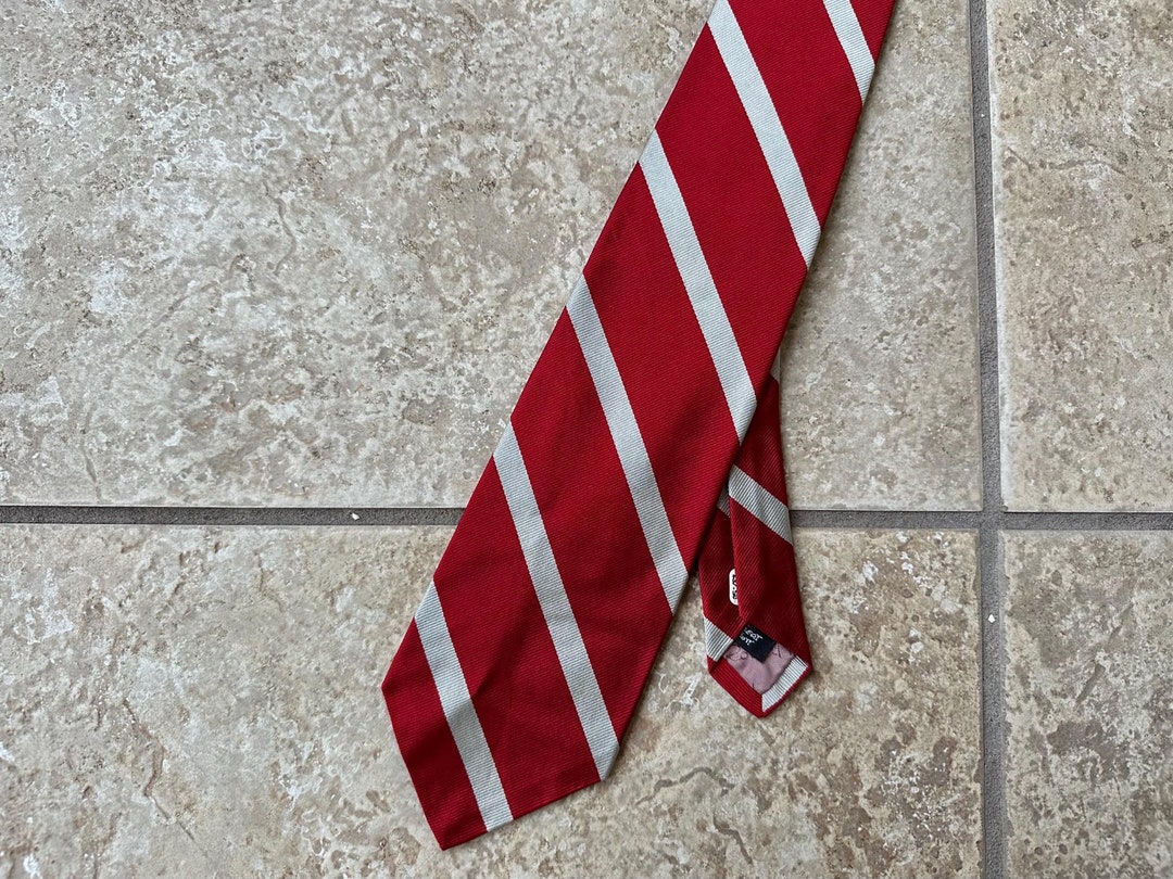 Vintage ROBERT TALBOTT Red & Grayregimental Striped Silk Repp Tie | Ivy League Trad - Etsy