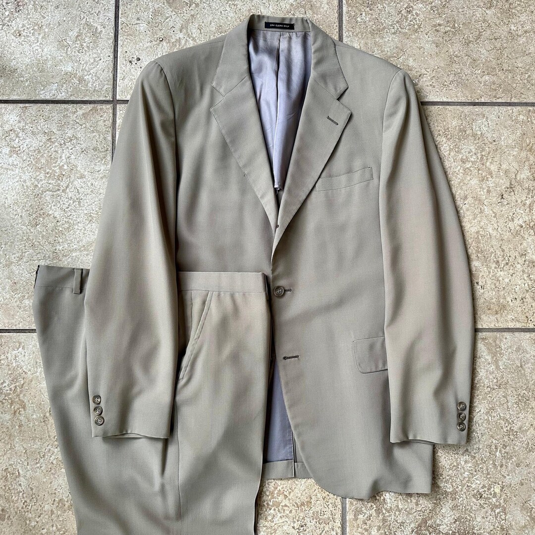 1970s Beige Worsted Wool Sack Suit | 42 43 Long | BELL'S TRADITIONALS 3 ...
