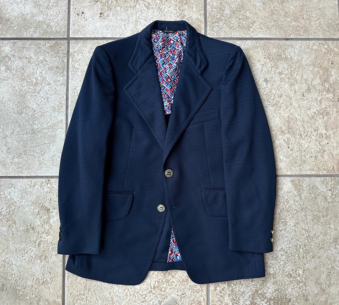 1970s Navy Blue Knit Blazer | 36 37 Short | 2-button Ivy League Trad - Etsy