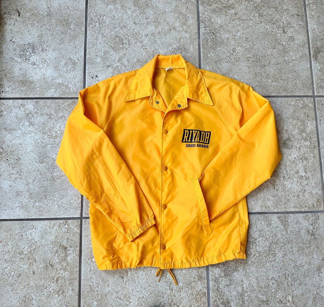 1970s Yellow Nylon Riyadh Saudi Arabia Coach's Jacket Medium ARTEX Ivy ...