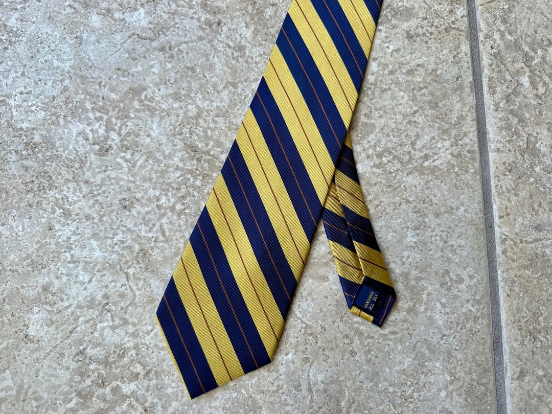 Vintage Gold & Navy Blue Regimental Striped Silk Repp Tie ASHFORD BROOKS Ivy League Trad - Etsy
