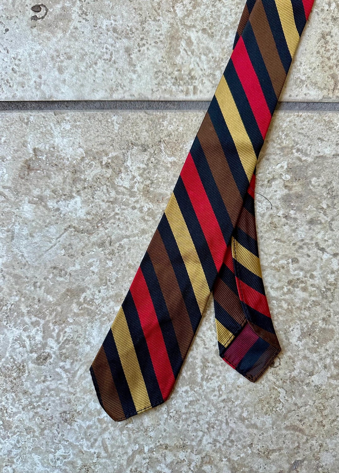1960s Red & Gold Regimental Striped Silk Repp Tie | Ivy League Trad Untipped - Etsy