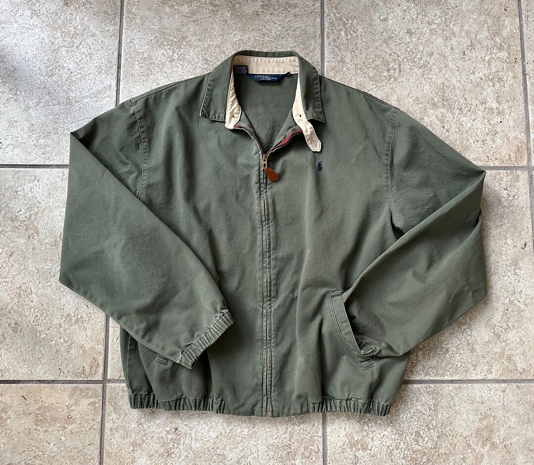 Vintage POLO RALPH LAUREN Olive Green Cotton Twill Windbreaker Jacket | Large | Made in Usa Ivy ...