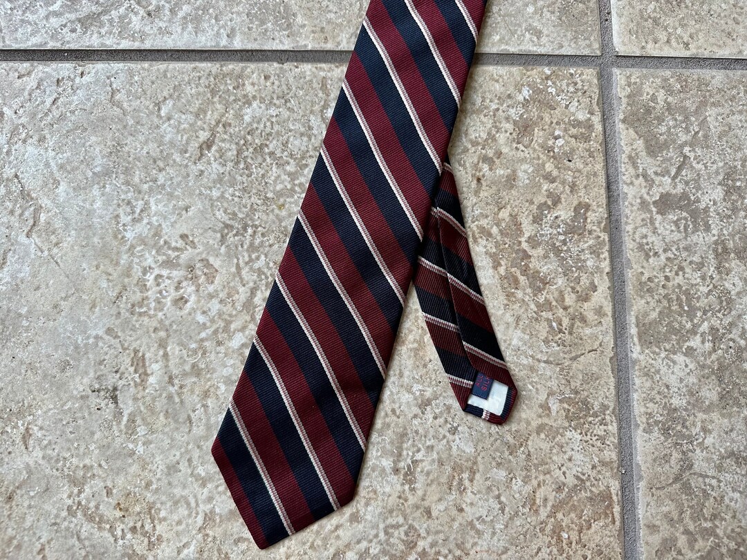 Vintage Red & Navy Blue Regimental Striped Silk Repp Tie HATHAWAY Ivy League Trad - Etsy