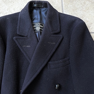 1960s J. PRESS Dark Blue Crombie Cloth Double Breasted Overcoat 38 39 ...