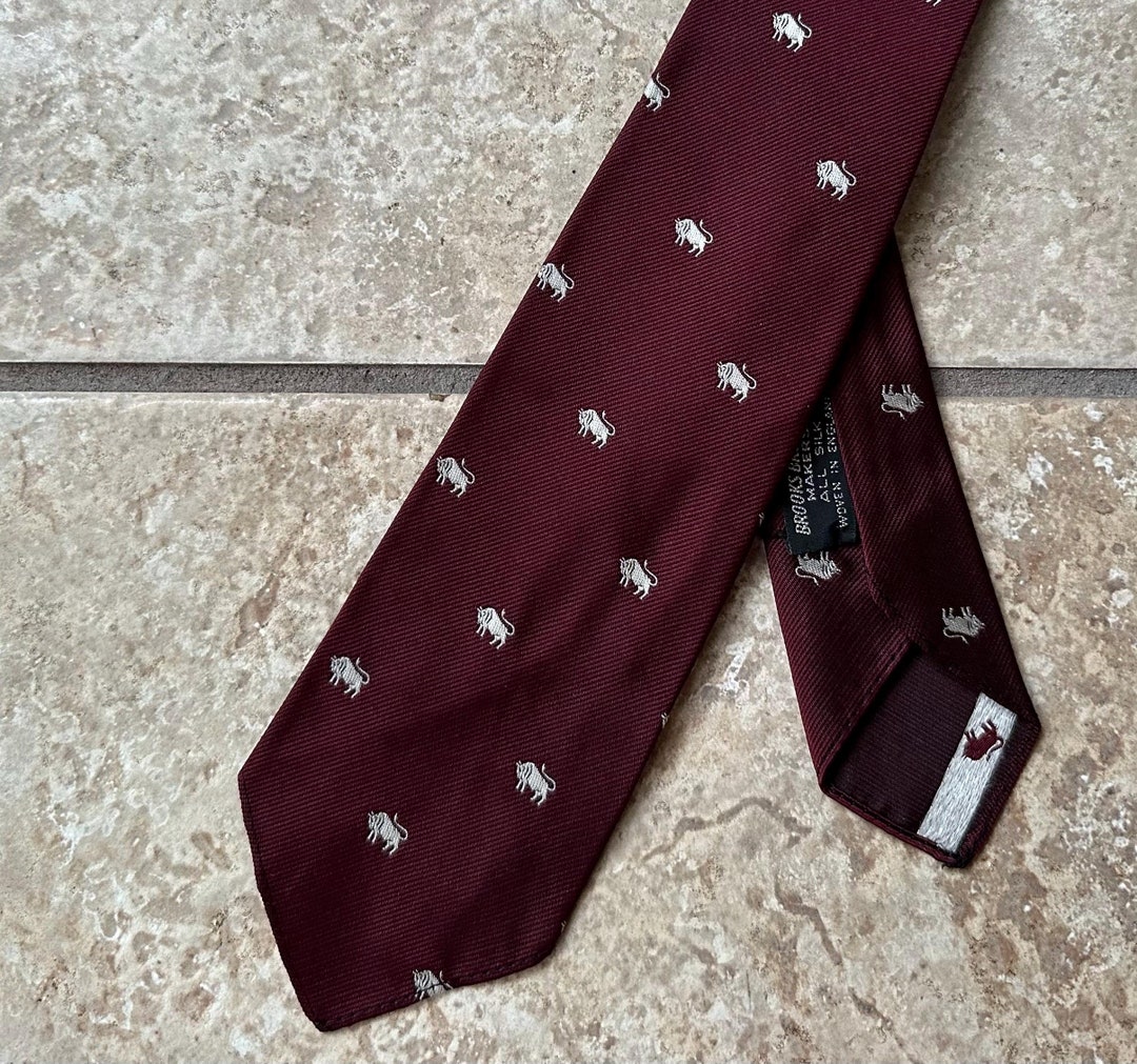 1960s BROOKS BROTHERS Red Emblematic Silk Repp Tie | Bull Motif ...