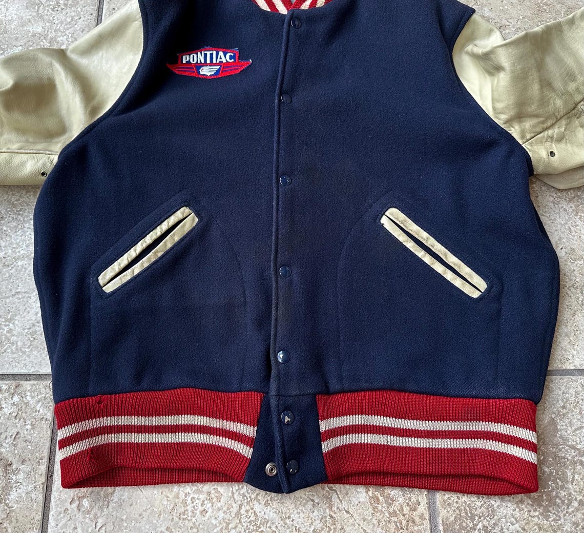 1960s Dark Blue & Red "mcmahon Pontiac" Chainstitch Jacket | Extra ...