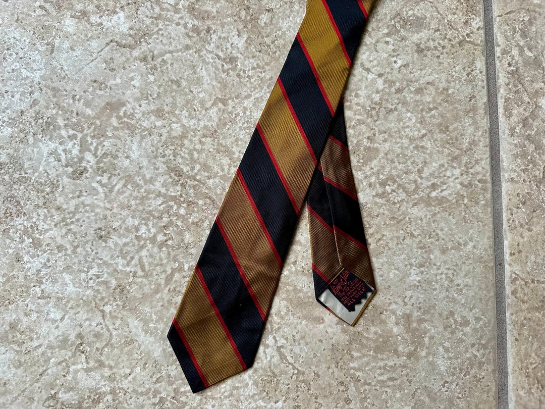 1960s Brown & Red Regimental Striped Silk Repp Tie Ivy League Trad - Etsy