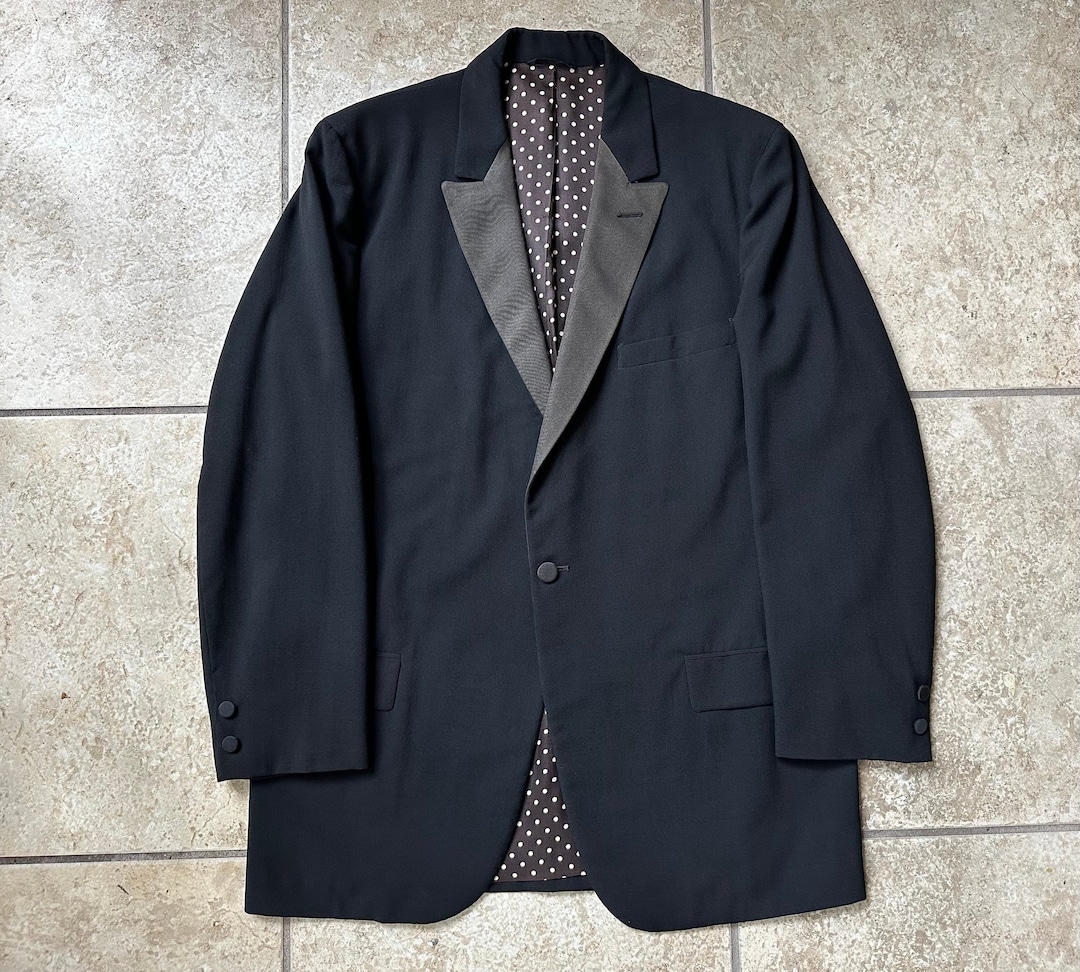 1960s CHIPP Black Worsted Wool Tuxedo Jacket | 40 Regular / Long | Grosgrain Peak Lapels Ivy ...