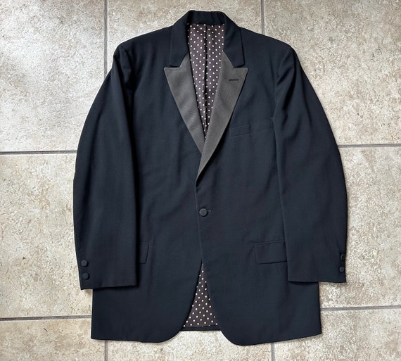 1960s CHIPP Black Worsted Wool Tuxedo Jacket | 40 Reg… - Gem