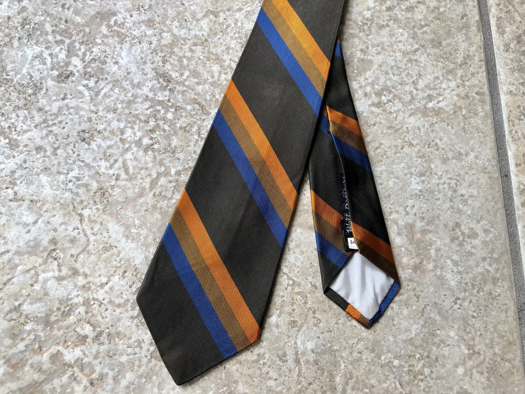 1960s Brown & Orange Regimental Striped Silk Repp Tie Reis of New Haven Ivy League Trad - Etsy