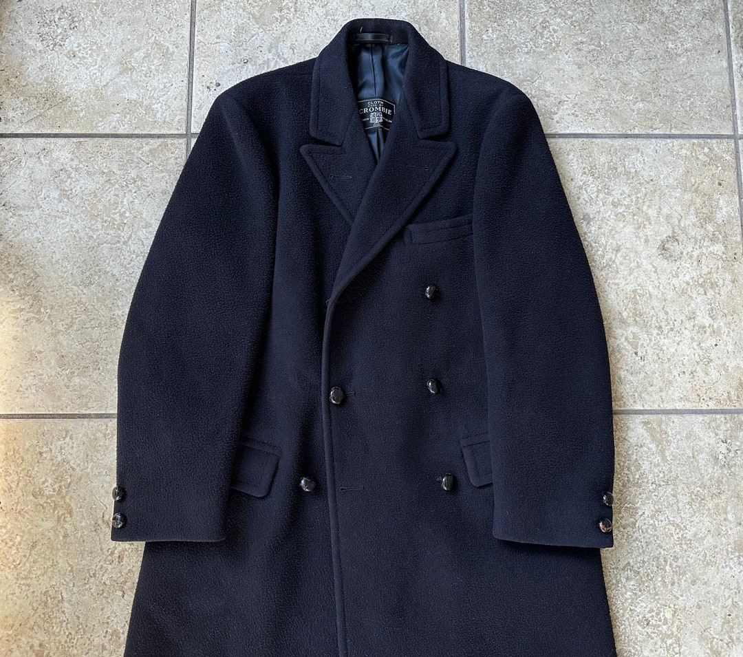 1960s J. PRESS Dark Blue Crombie Cloth Double Breasted Overcoat 38 39 ...