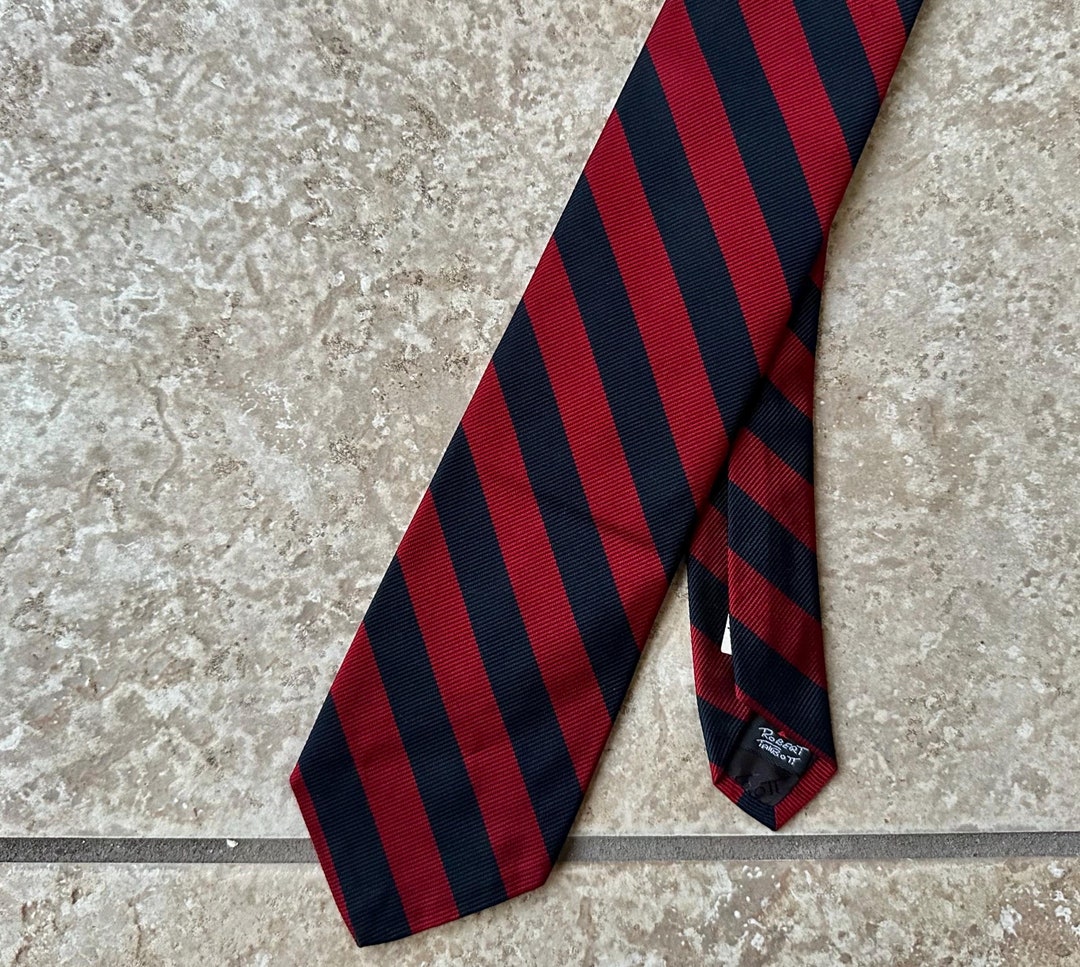 Vintage ROBERT TALBOTT Red & Navy Blue Regimental Striped Silk Repp Tie | Ivy League Trad - Etsy