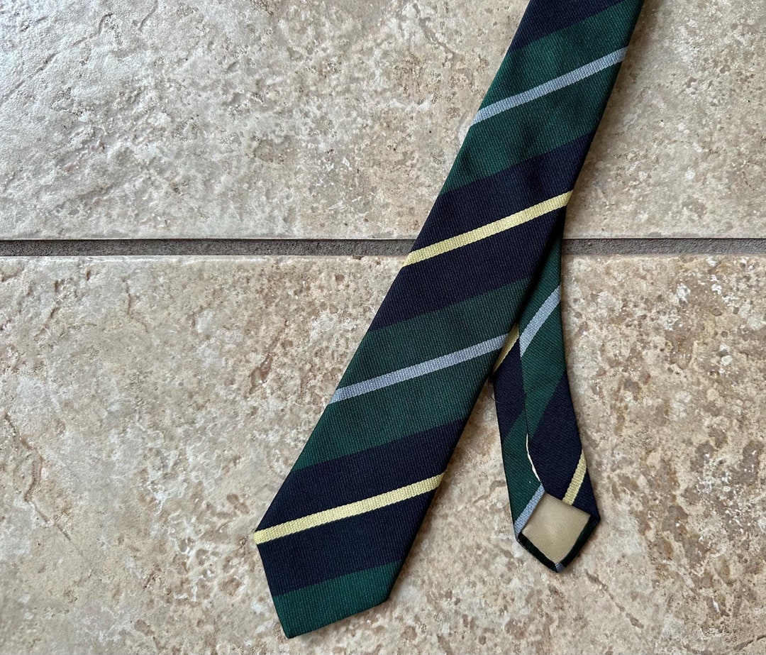 1960s Green & Navy Blue Regimental Striped Silk Repp Tie Ivy League Trad - Etsy
