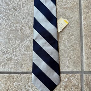 Vintage Navy Blue & Silver Regimental Striped Silk Repp Tie | MACY'S Ivy League Trad NOS - Etsy