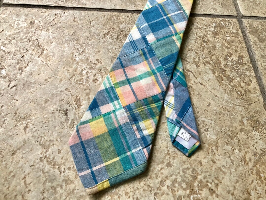 Vintage Plaid Patchwork Madras Cotton Tie | MARK PENDLETON Ivy League ...