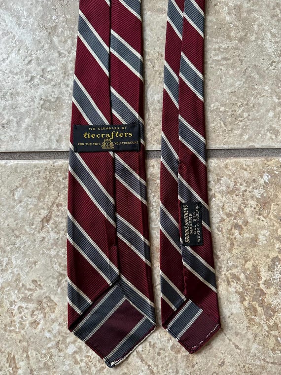 1960s BROOKS BROTHERS Red Regimental Striped Silk Rep… - Gem