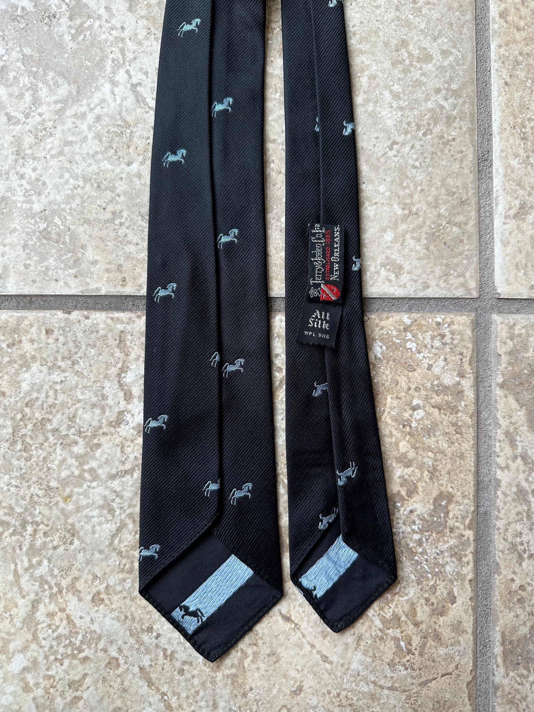 1960s Black & Blue Emblematic Silk Repp Tie | Ivy League Trad Untipped ...