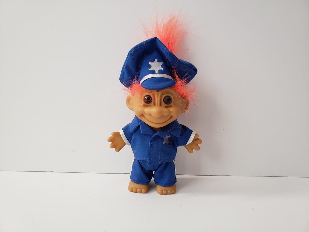 Vintage Russ Troll Doll, Orange Hair Trolls 5", Police, Cop Present ...