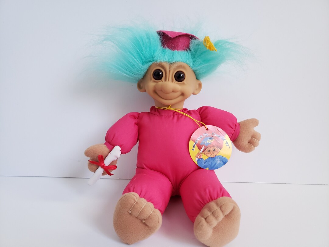 Vintage Russ Troll Doll Graduation Graduate, Super Grad, Aqua Blue Hair ...