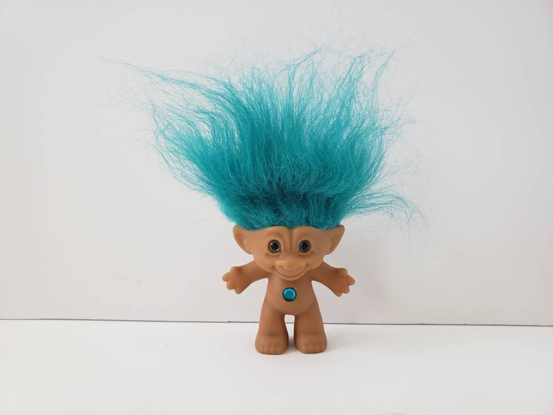Vintage Ace Novelty Treasure Troll Doll Aqua Blue Hair Teal - Etsy