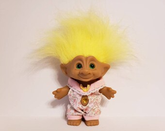 Vintage Ace Novelty Treasure Troll Doll Yellow Hair Yellow | Etsy