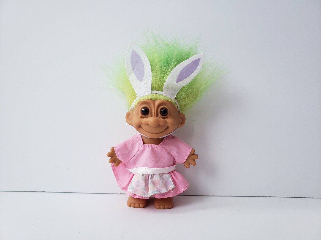 Vintage Russ Troll Doll Easter Bunny, Green Hair Trolls 5" Easter ...