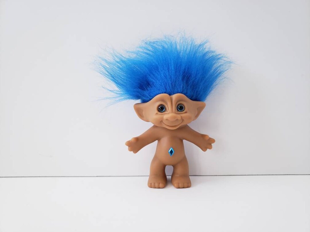 Vintage Ace Novelty Treasure Troll Doll Blue Hair Blue - Etsy