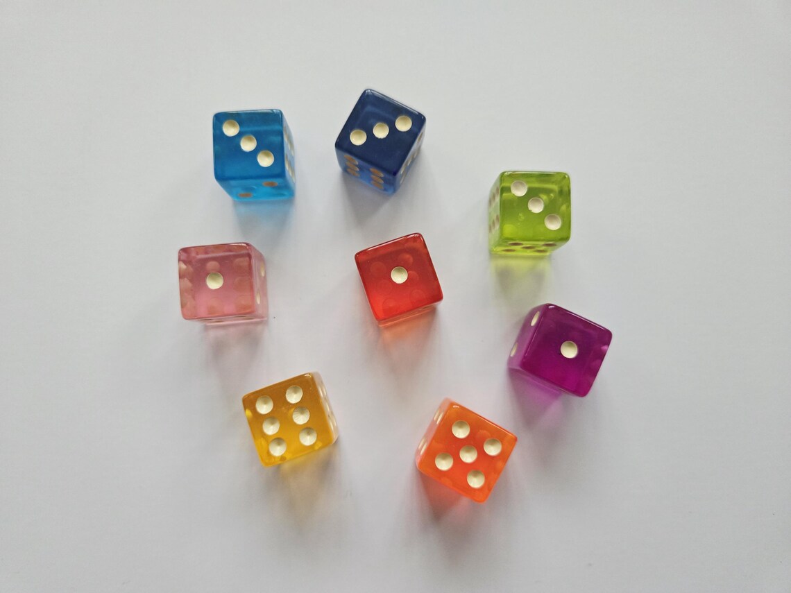 Lot of Colored Dice, 16mm, Rainbow Transparent Dice, Extra Board Game ...