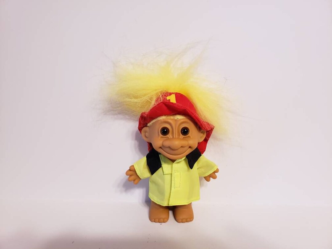 Vintage Russ Troll Doll Fireman Firefighter Yellow Hair Trolls 5" RARE ...