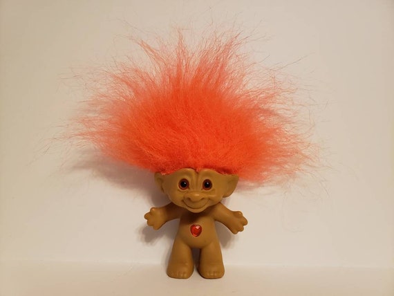 Vintage Ace Novelty Treasure Troll Doll Orange Eyes Orange | Etsy