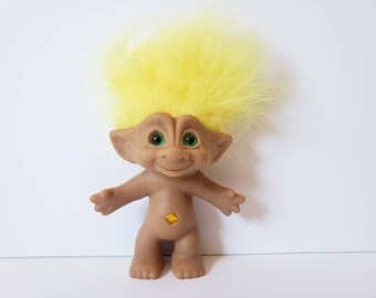 Vintage Ace Novelty Treasure Troll Doll Light Yellow Hair | Etsy