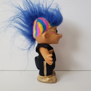 Vintage Russ Troll Doll Rock and Roll Star Musician Blue Rainbow Mohawk ...