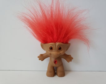 Vintage Ace Novelty Treasure Troll Doll, Green Hair, Green Star Jewel ...