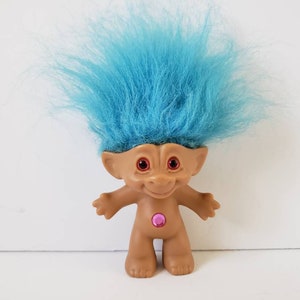 Vintage Ace Novelty Treasure Troll Doll Aqua Blue Hair Pink - Etsy