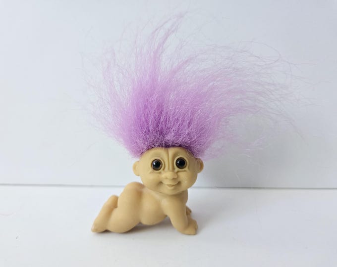 Vintage Russ Troll Doll Baby, Crawling Baby, Purple Hair Trolls 2" - Etsy
