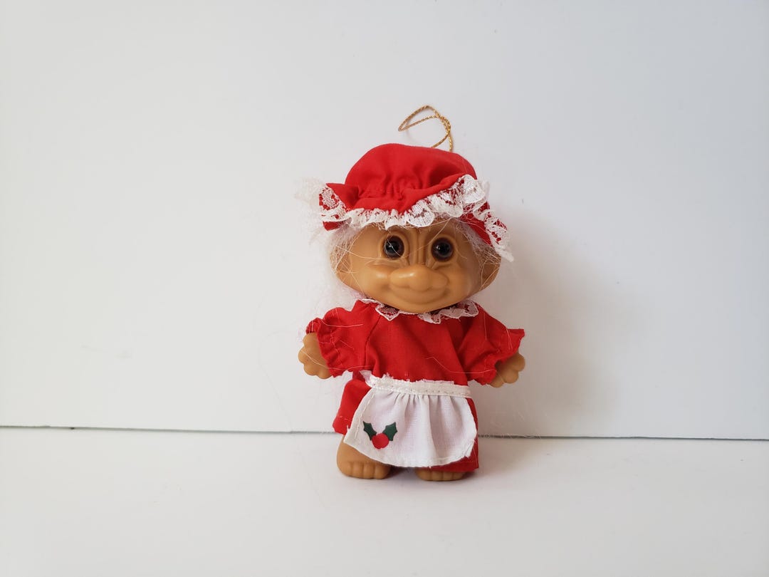 Vintage Russ Troll Doll Christmas Ornament, Mrs Santa Claus, White Hair ...