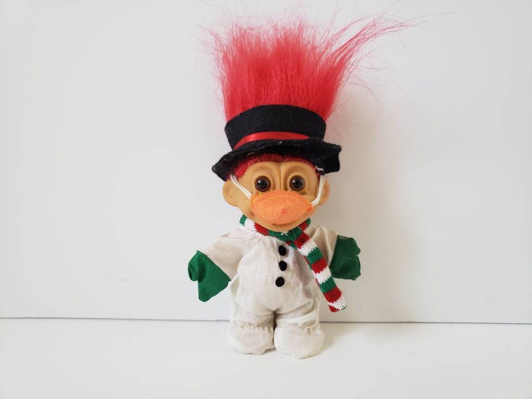 Vintage Russ Christmas Troll Doll, Frosty the Snowman, Red Hair Trolls ...