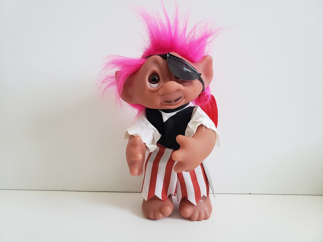 Vintage Dam Troll Doll, Pirate, Made in Denmark, Pink Hair, 8 Trolls - Etsy