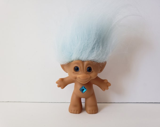 Vintage Ace Novelty Treasure Troll Doll, Purple Hair, Purple Circle ...