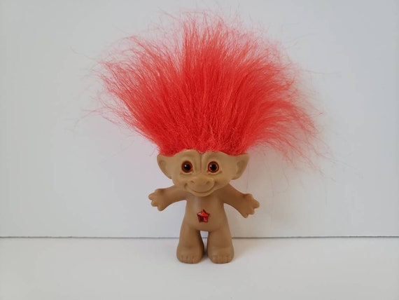 Vintage Ace Novelty Treasure Troll Doll Red Hair Red Star - Etsy
