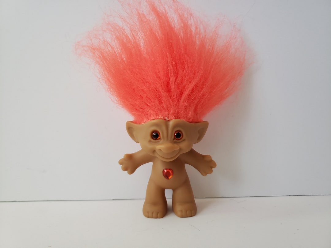 Vintage Ace Novelty Treasure Troll Doll Orange Hair, Orange Heart Jewel ...