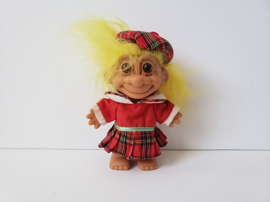 Vintage Russ Troll Doll, Scottish Girl, Yellow Hair Trolls 5, Scotland ...