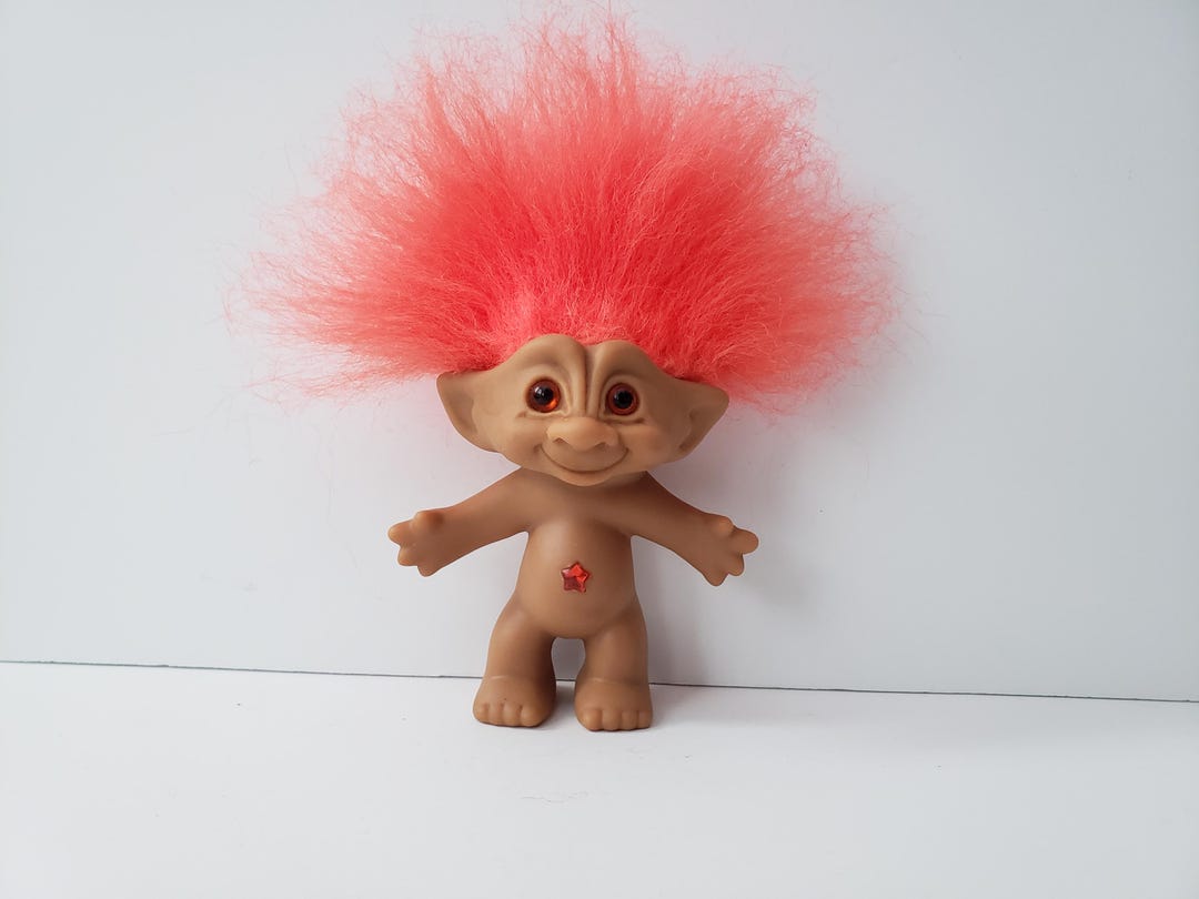 Vintage Treasure Troll Doll, Orange Hair, Orange Star Jewel, Orange ...