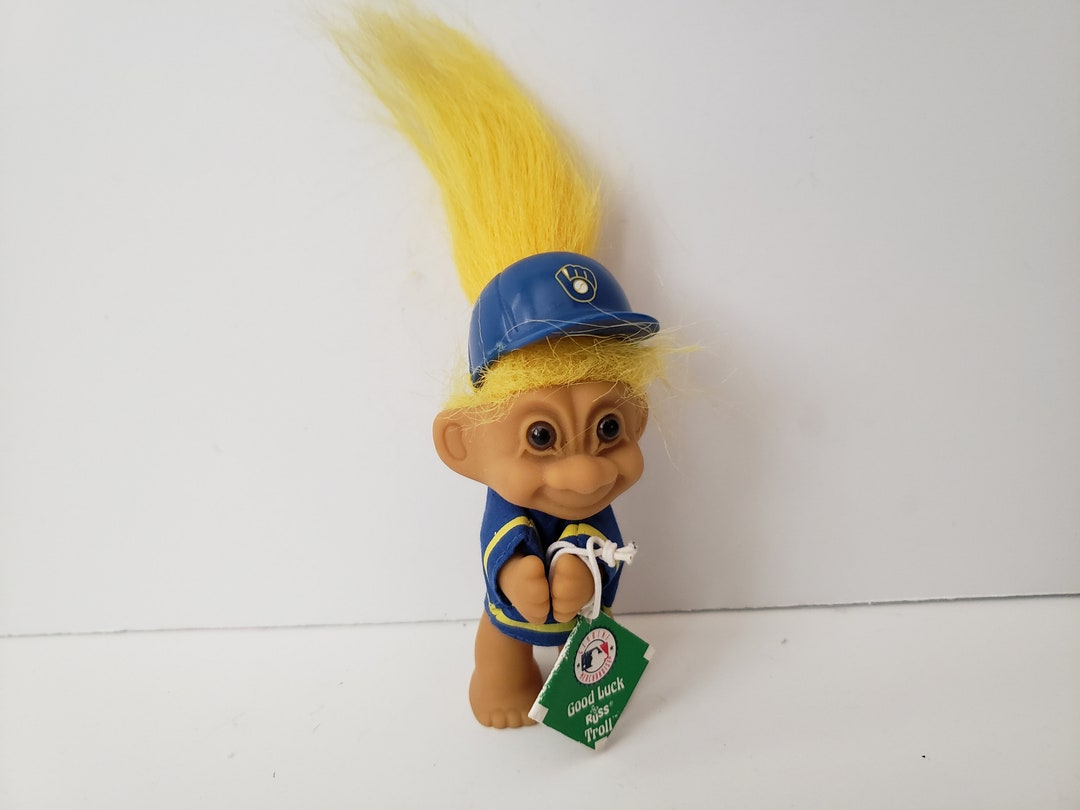 Vintage Russ Troll Doll, Milwaukee Brewers Baseball, Yellow Hair, 3 ...