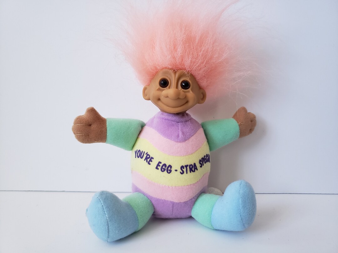 Vintage Russ Troll Doll, Easter Egg Troll, Peach Hair Trolls 5", Easter ...