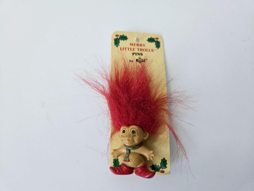Vintage Russ Troll Doll Pin Christmas Santa Claus Trolls Red Hair ...